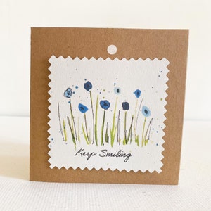 Keep Smiling Card With Fused Glass Flower Meadow Keepsake. - Etsy