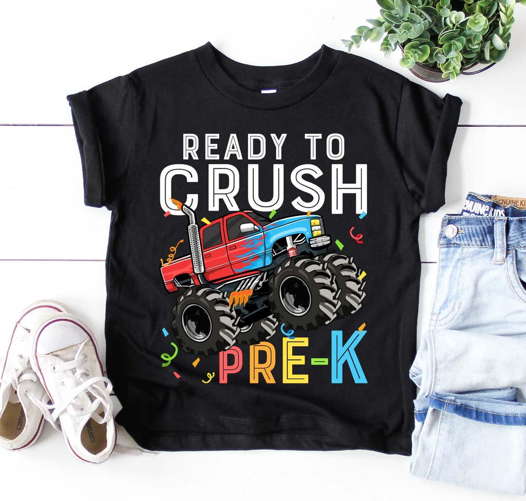 First Day of Preschool Monster Truck Shirt, Back to School T-shirt for ...