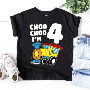 4th Birthday Boy Train Shirt, 4 Year Old Train Birthday T-shirt, Choo ...