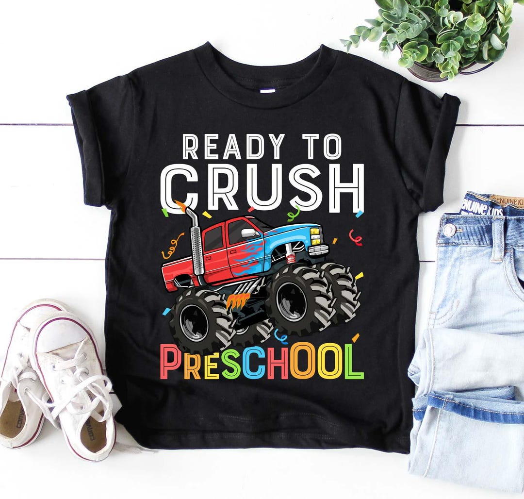 First Day of Preschool Boys Monster Truck Shirt, Back to School T-shirt ...