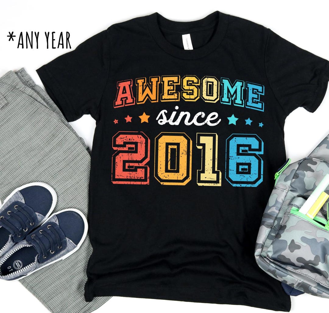 Retro 9th Birthday Boy 9 Shirt Awesome Since 2016 OR ANY YEAR 9 Year ...