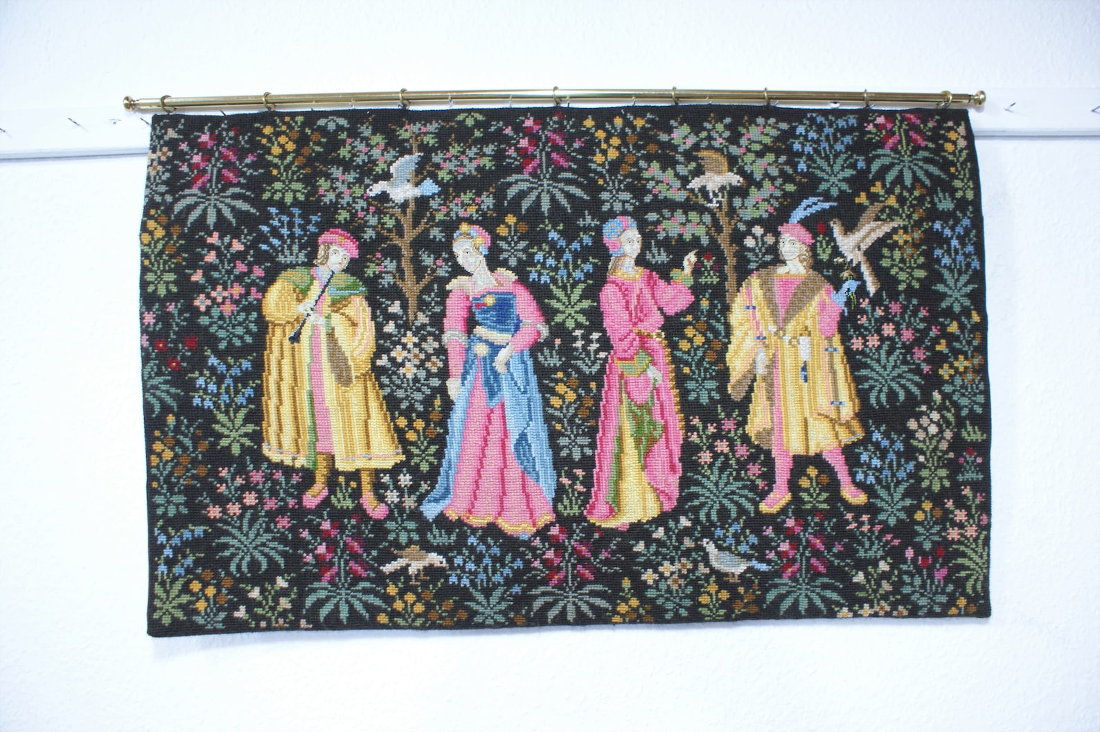 Nr 3815 Handmade Embroidered Gobelin Antique Cotton Tapestry Ca 48 X 78 ...