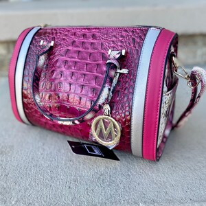 Pink Bag, Gift for Her, Crocodile-embossed Satchel, Pink Handbag ...