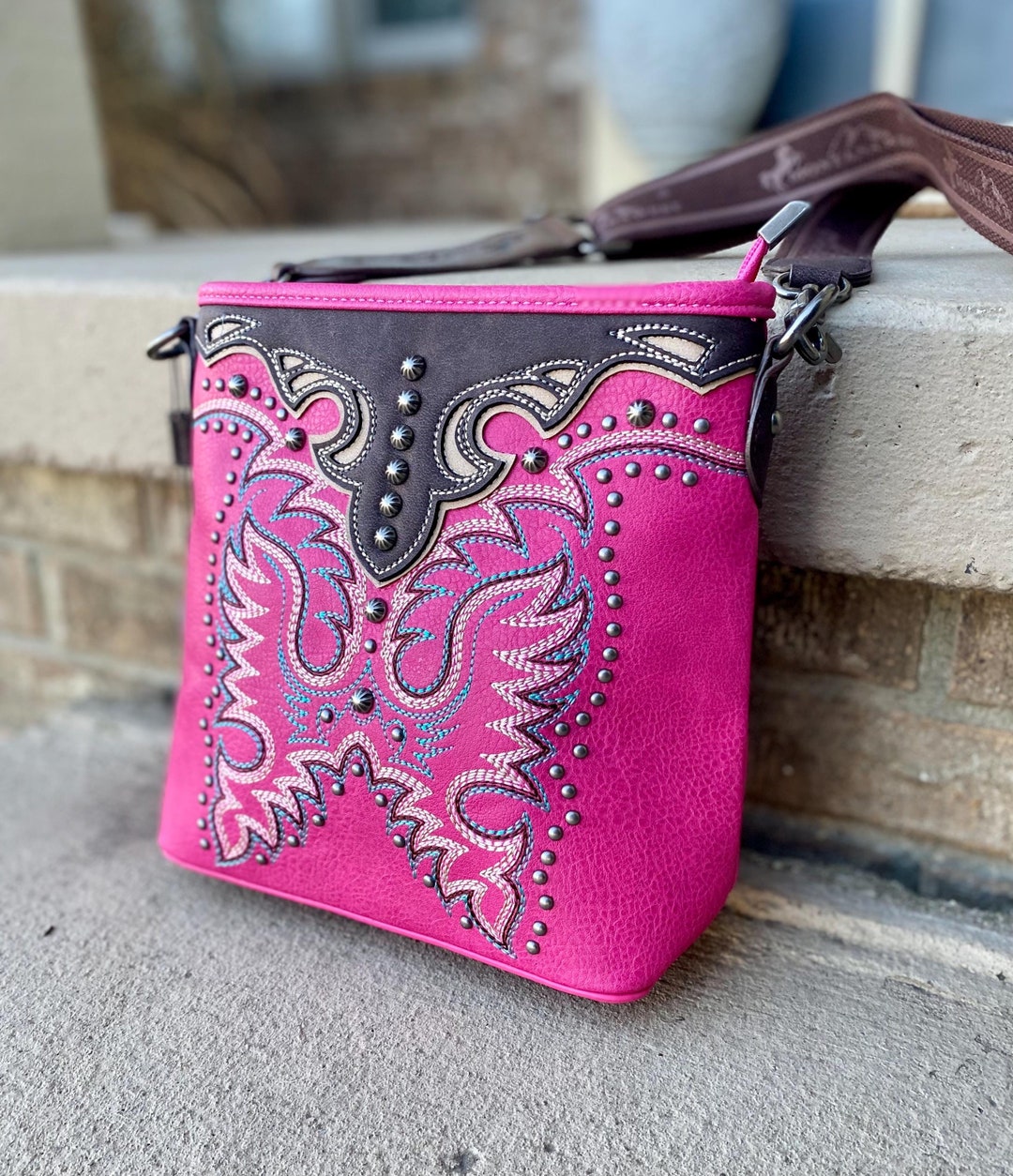 Pink Western Crossbody, Concealed Carry Bag, Bag for Cowgirl, Hot Pink ...