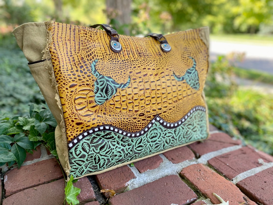 MYRA Bag, Western Overnight Bag, Yellow Leather Weekender, Hand ...