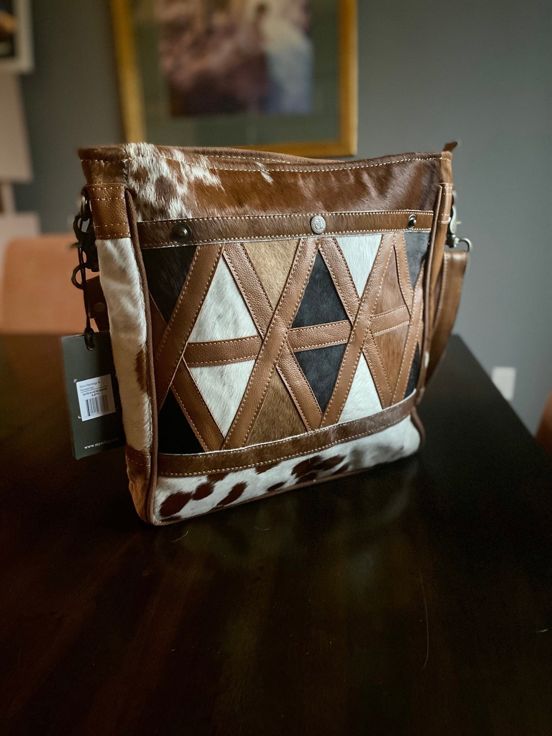 MYRA Purse Women, Triangle Shoulder Bag, Leather Fur Purse, Recycled ...