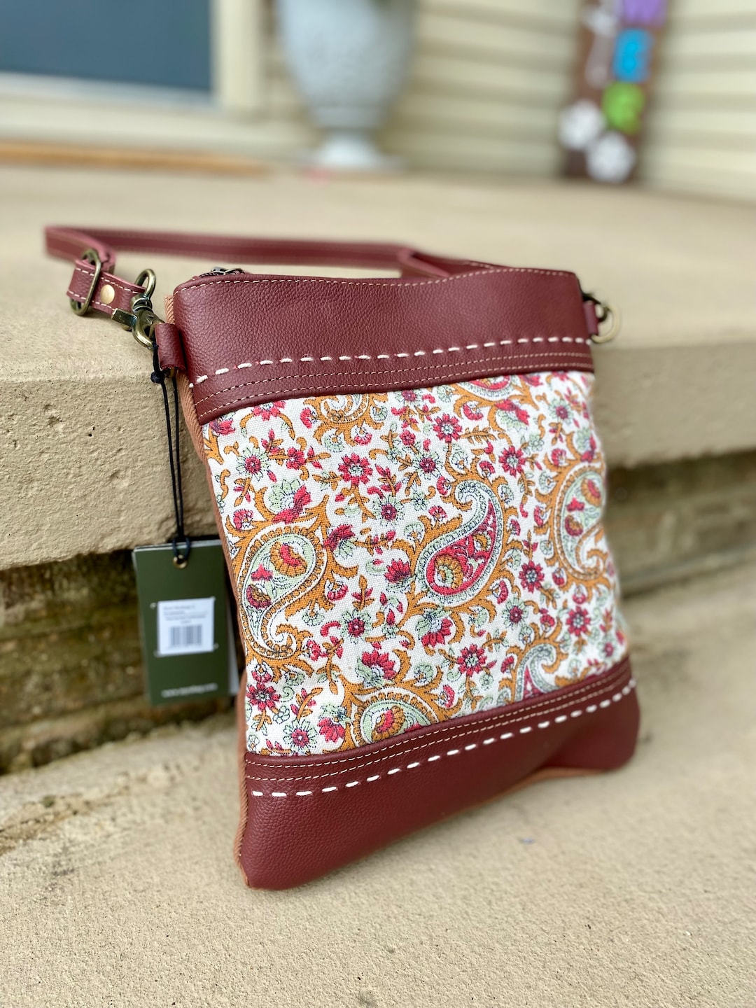 Paisley Crossbody, Summer MYRA Purse, Colorful Canvas Handbag, Paisley ...