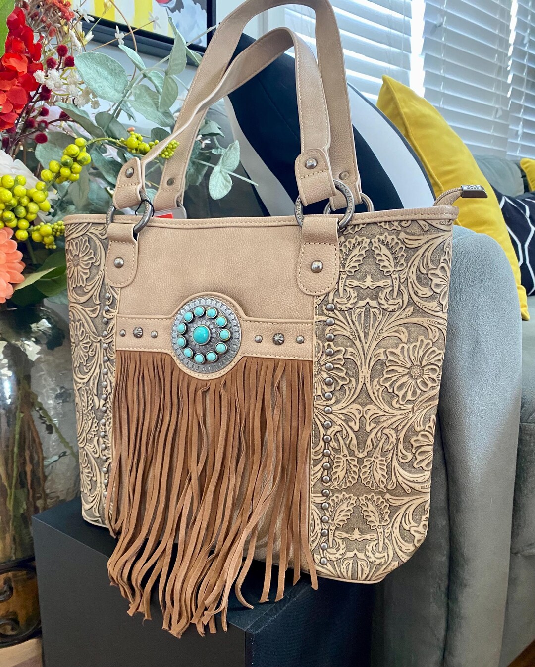 Concealed Carry Handbag, Leather Fringe Purse, Western Bag, Women's Gun ...