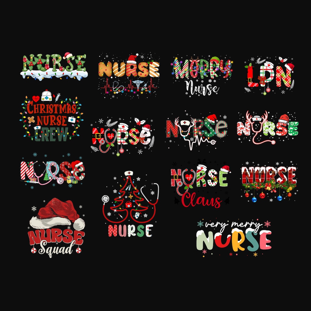 14 PNG Christmas Nurse Bundle Cute Nurse Xmas Nurse Merry - Etsy