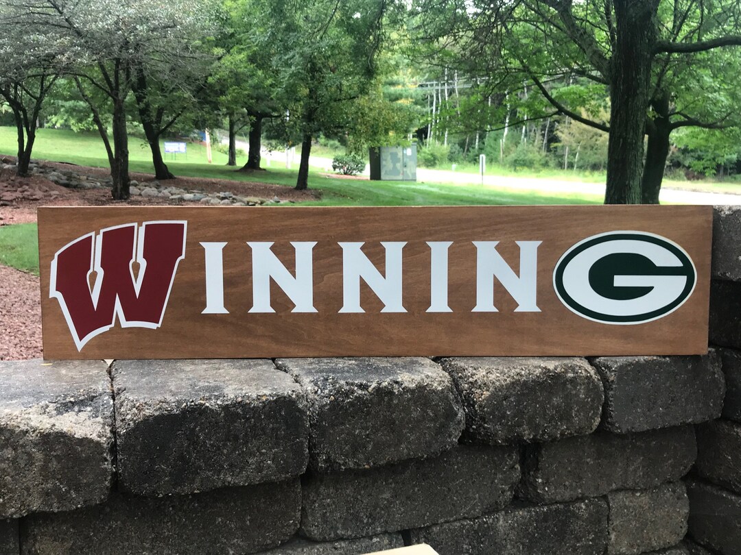 Wisconsin Badgers, Green Bay Packers, Winning Logo Wooden Sign, Spots ...