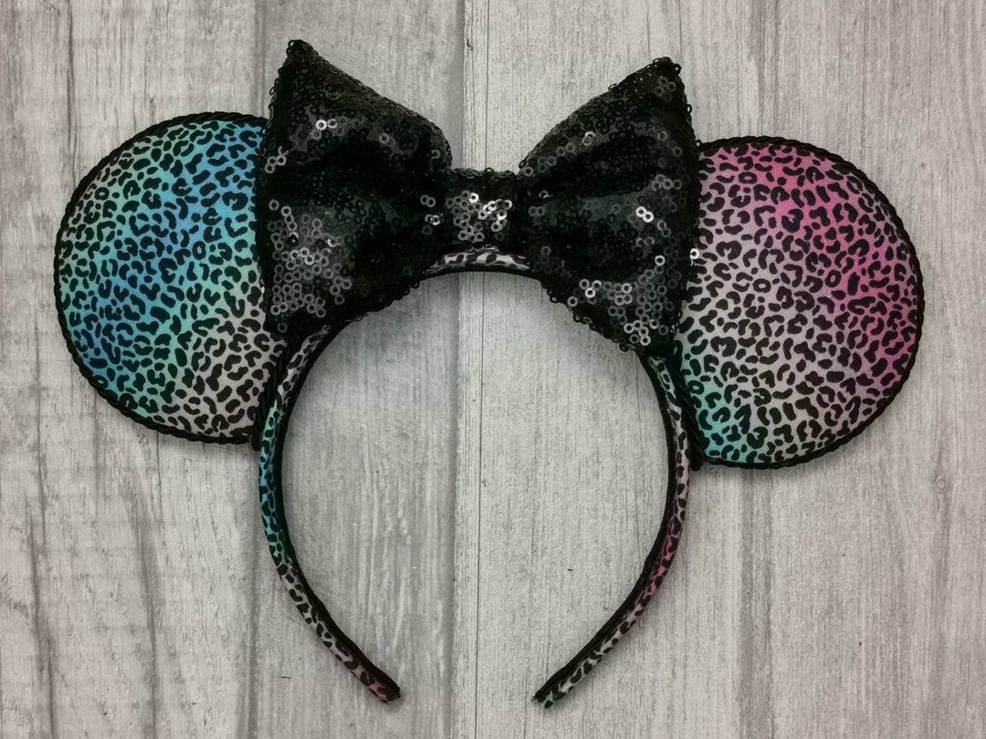 Rainbow Animal Print Mouse Ears, Leopard Print Ears - Etsy