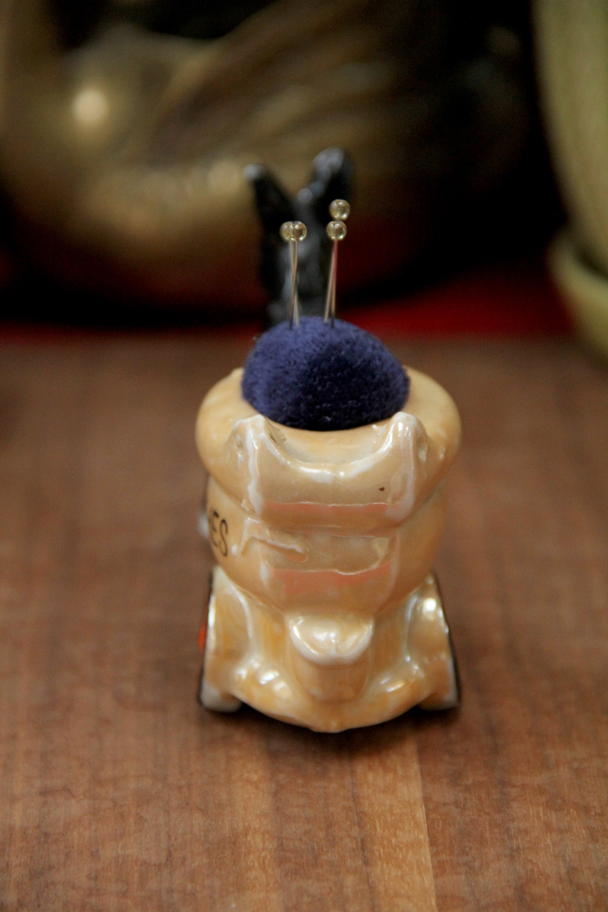 Vintage Ceramic Pin Cushion Donkey With Cart - Etsy