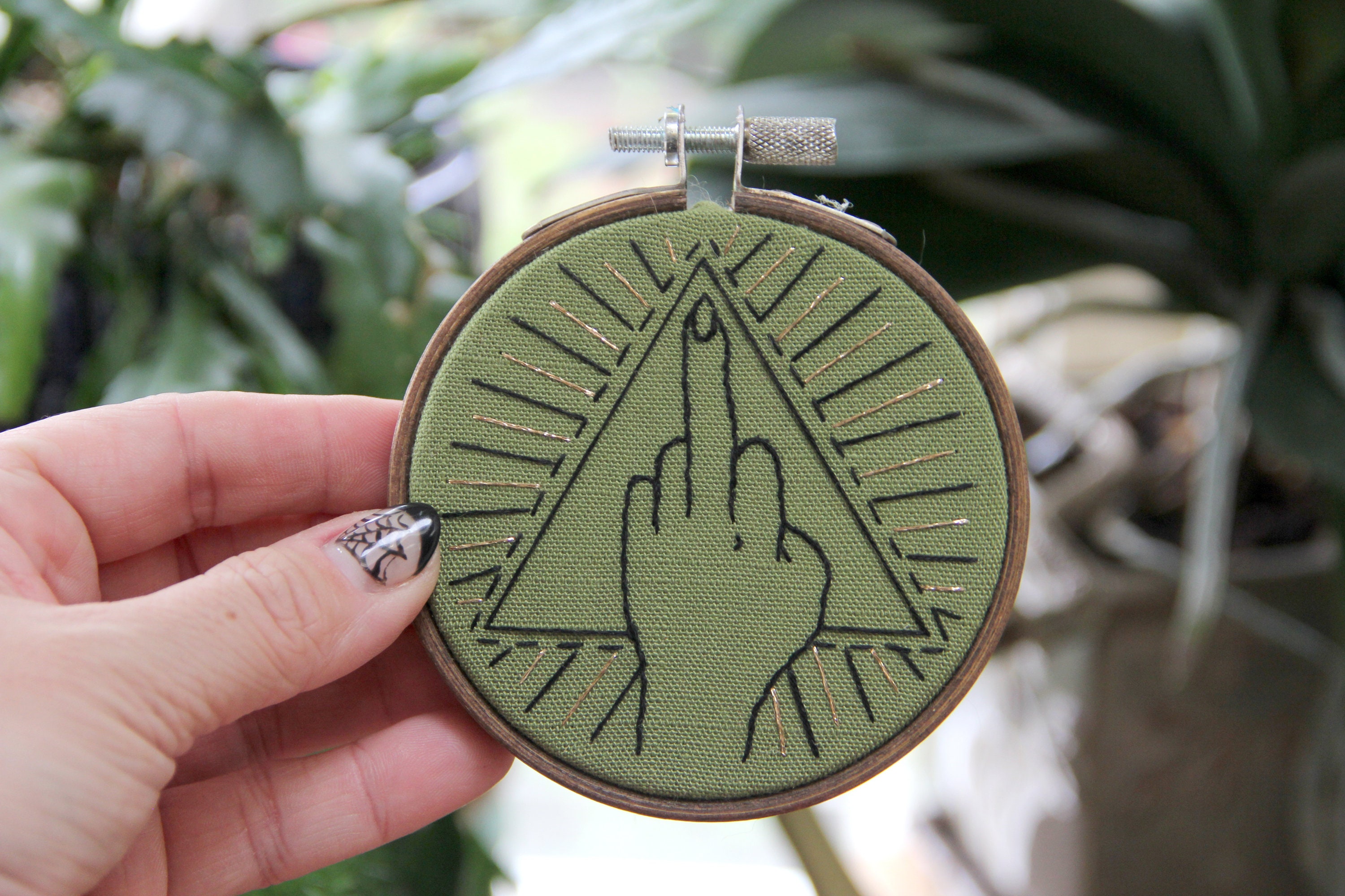 F.U. Witchy Middle Finger Embroidery Wall Art | Etsy