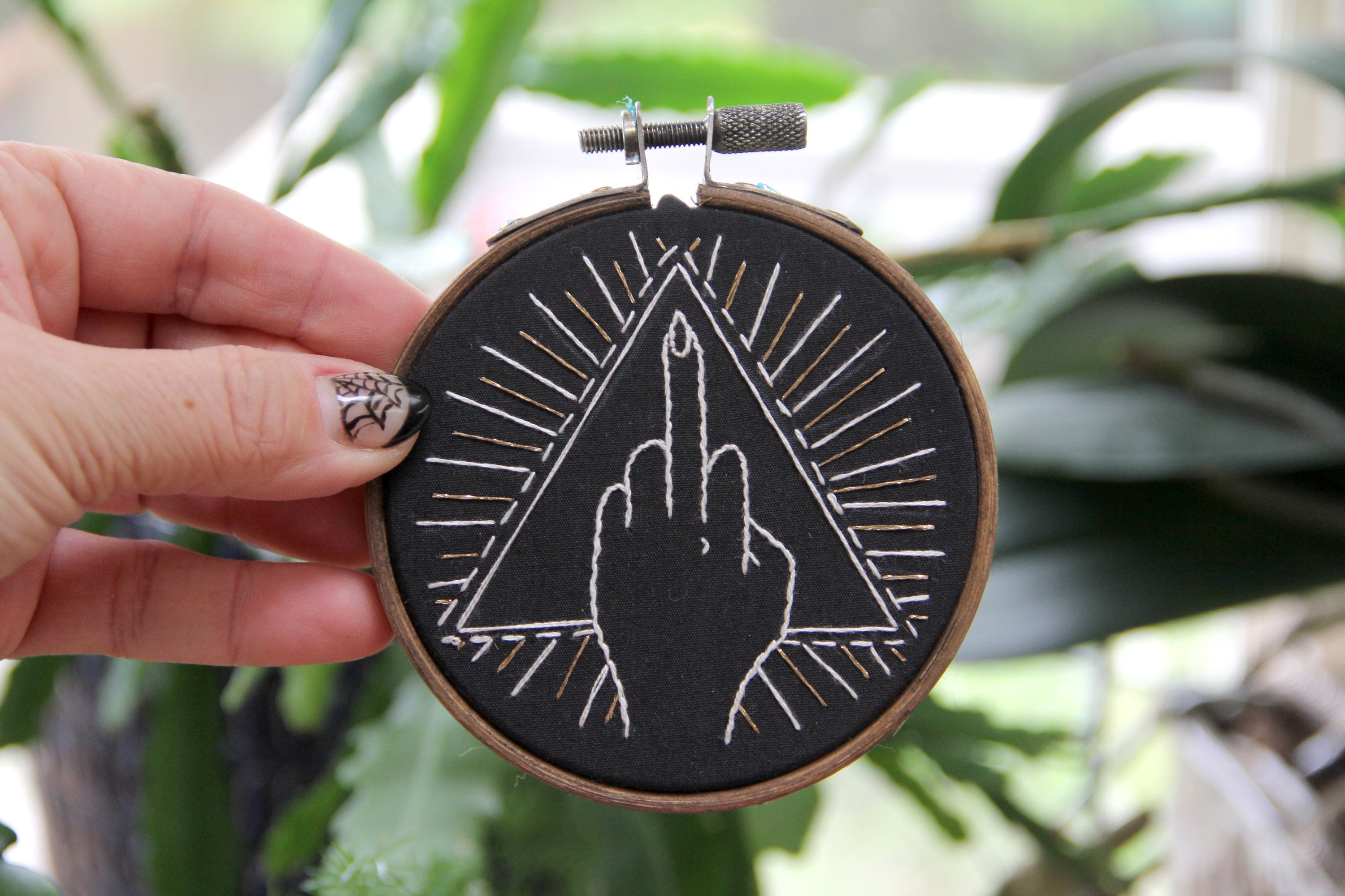 F.U. Witchy Middle Finger Embroidery Wall Art | Etsy