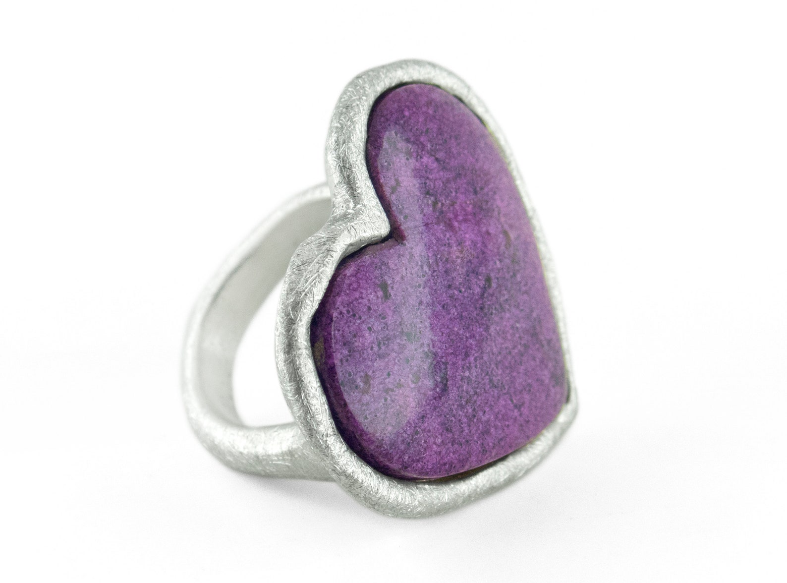 Purple Heart Ring. Purpurite Heart Ring. Purple Stone Heart - Etsy