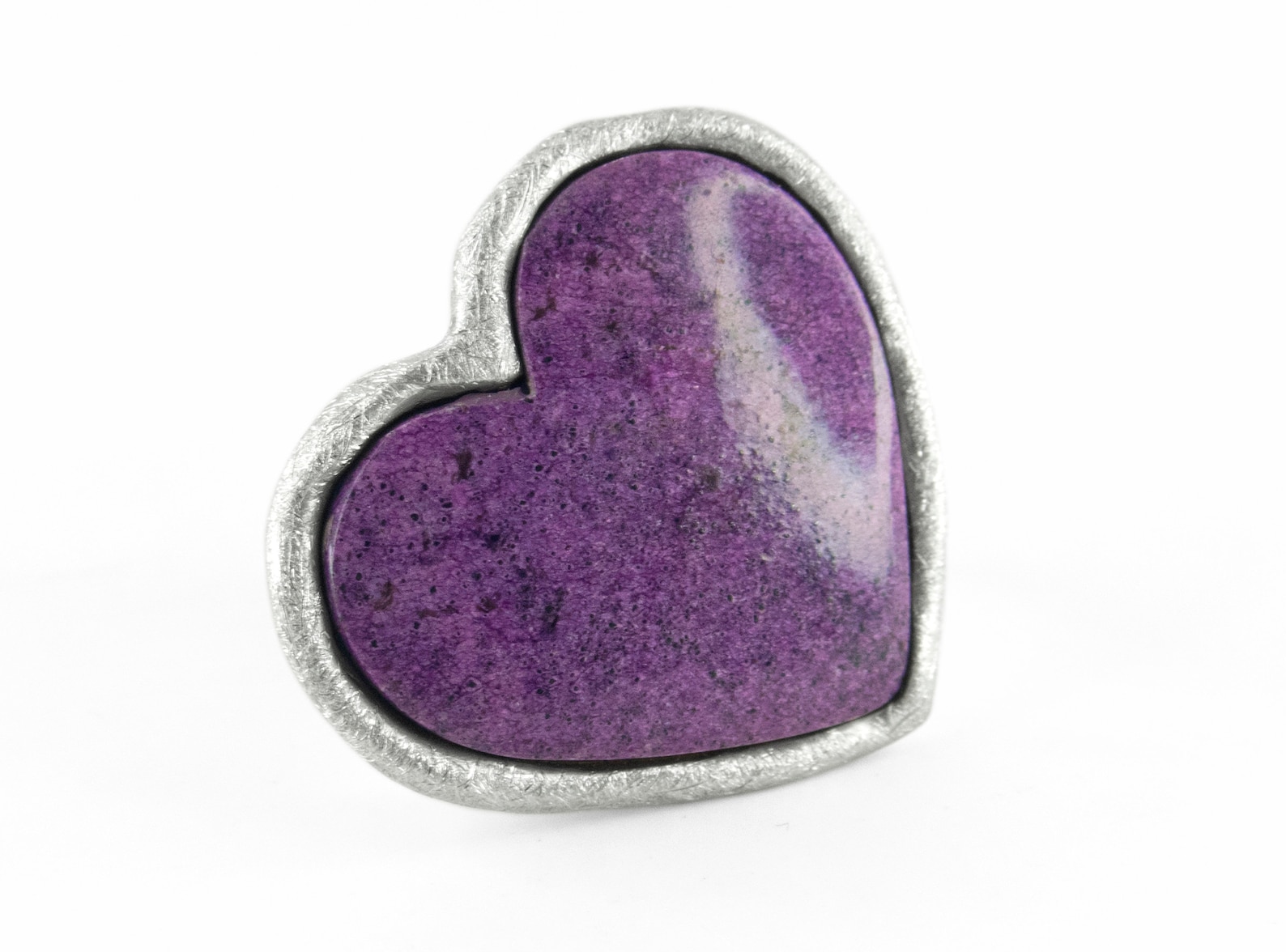 Purple Heart Ring. Purpurite Heart Ring. Purple Stone Heart | Etsy