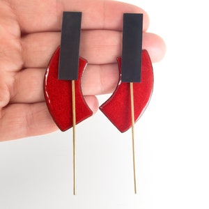Red Statement Earrings. Deep Red Earrings. Drop Red Earrings. Modernist ...