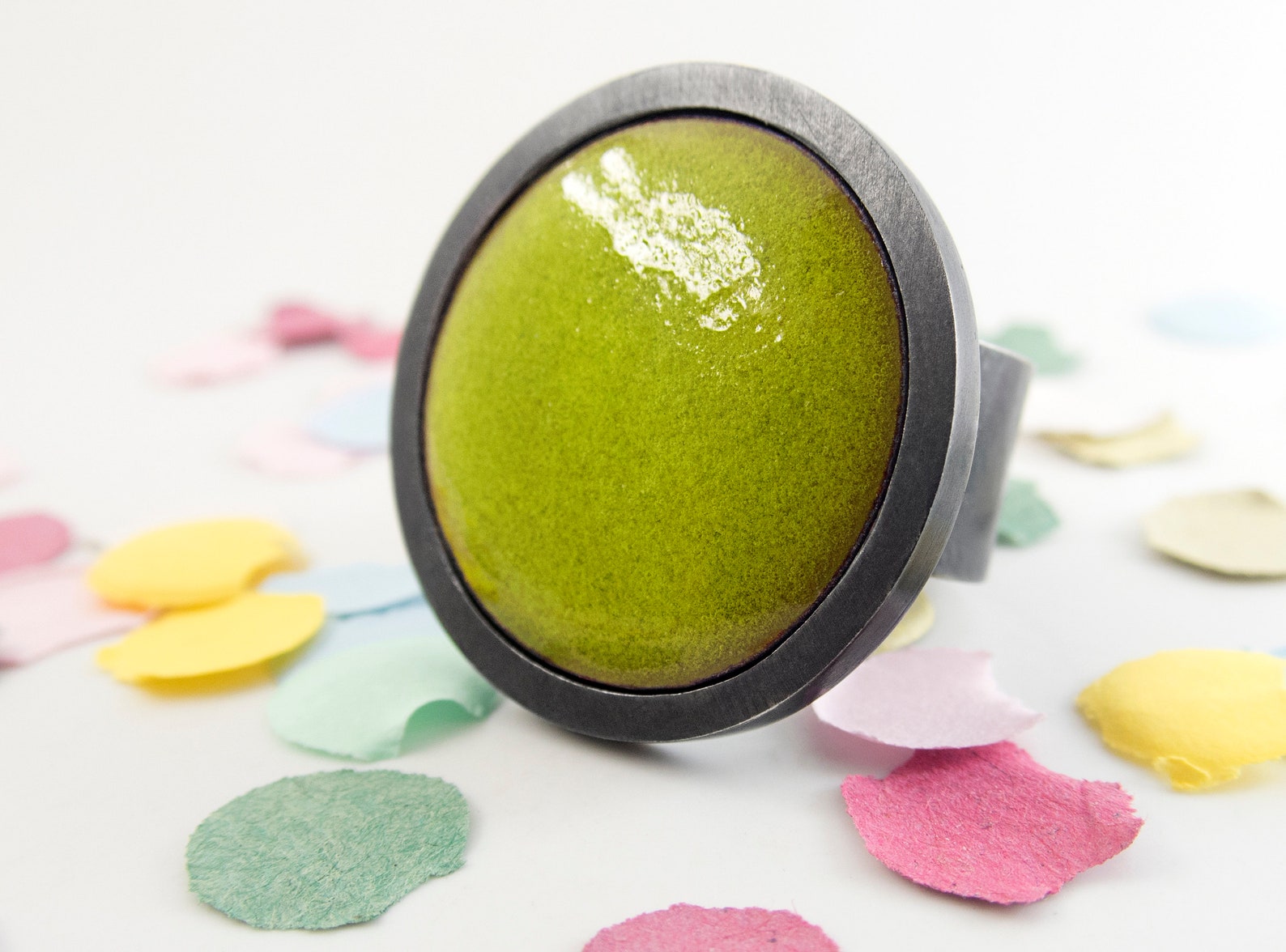 Enamel Ring. Personalized Ring. Statement Ring. Mustard Yellow Ring ...