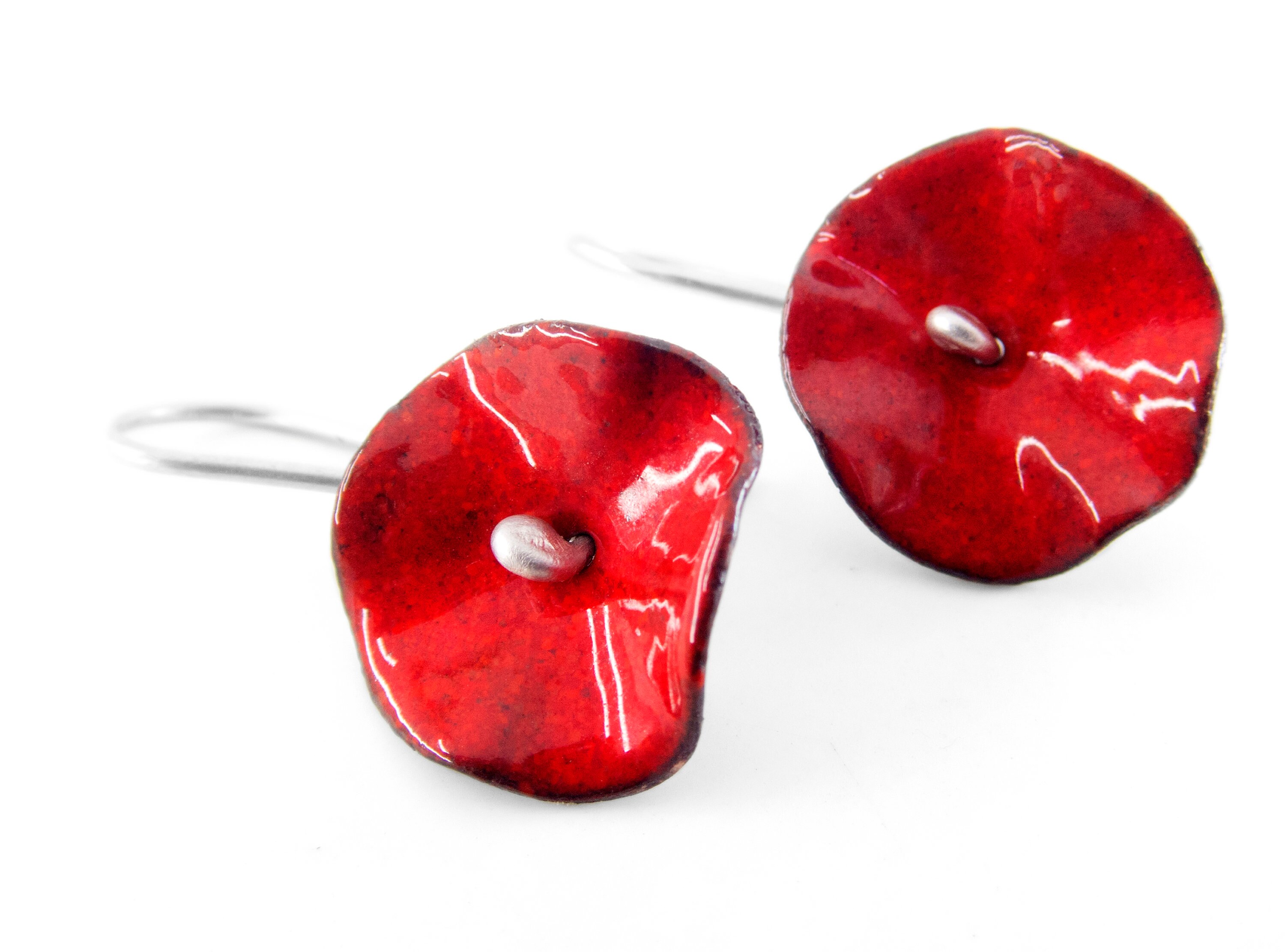 Red Dangle Earrings. Red Enamel Earrings. Personalized Earrings ...