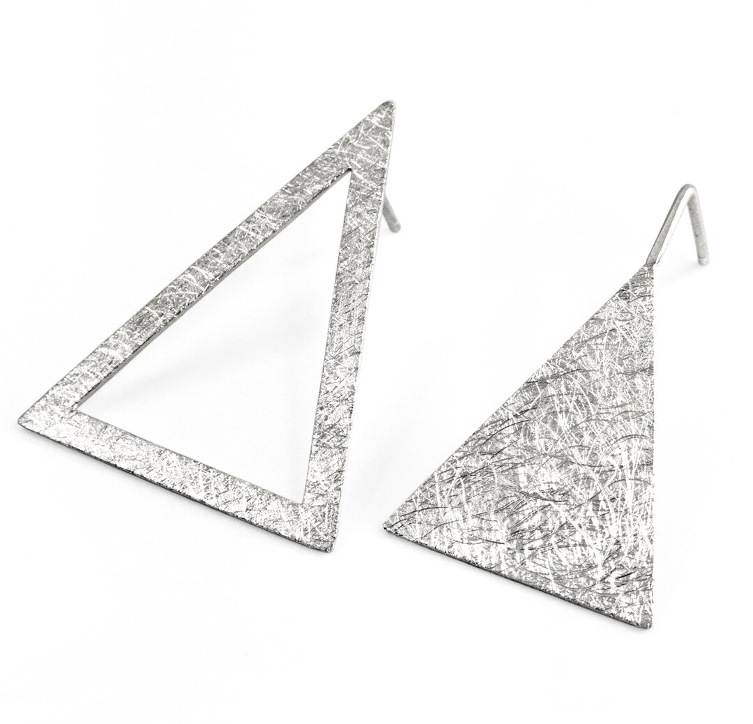 Asymmetric Triangle Earrings. Silver Triangle Earrings. Geometric ...