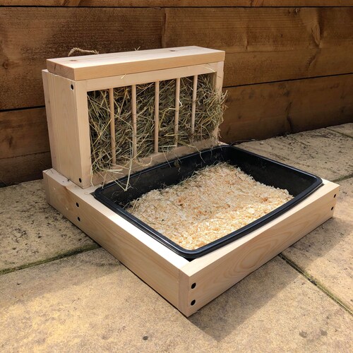 Rabbit Hay Feeder With Removable Litter Tray | Etsy UK