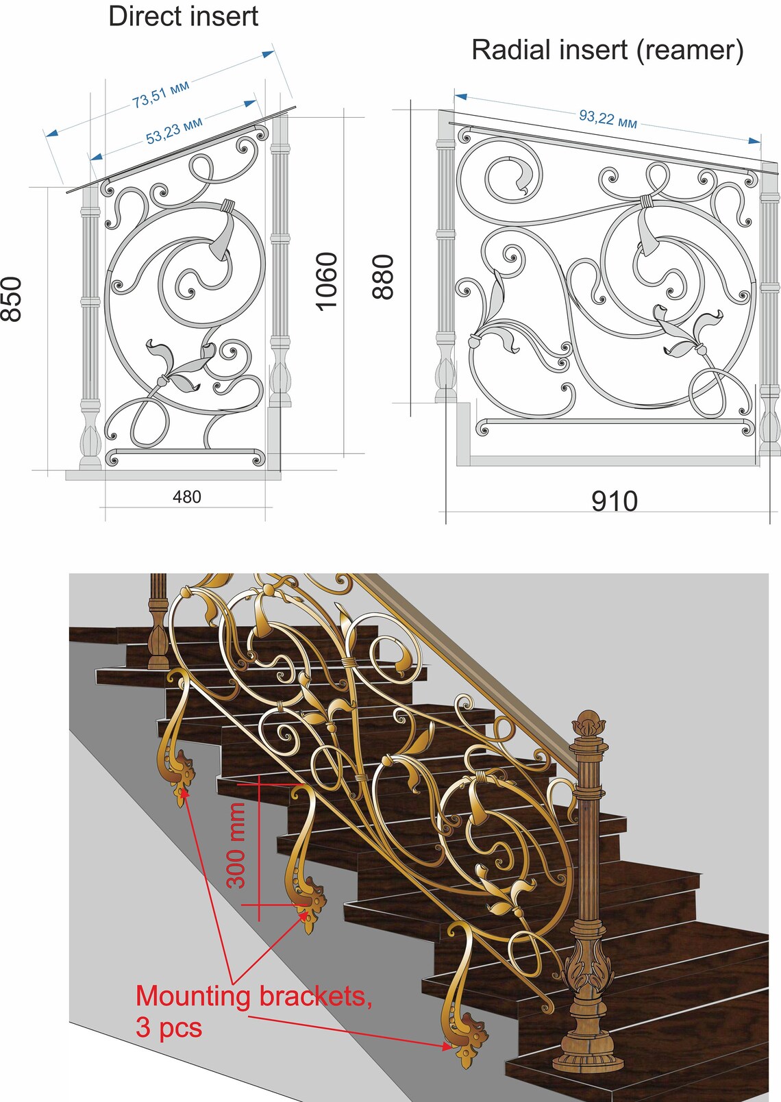 Wrought Iron Railings Forged Railings for Stairs Custom - Etsy
