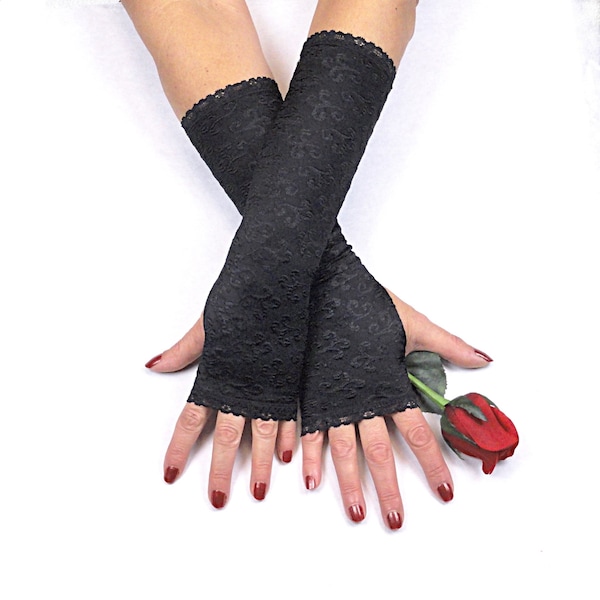 Goth Long Fingerless Gloves - Etsy