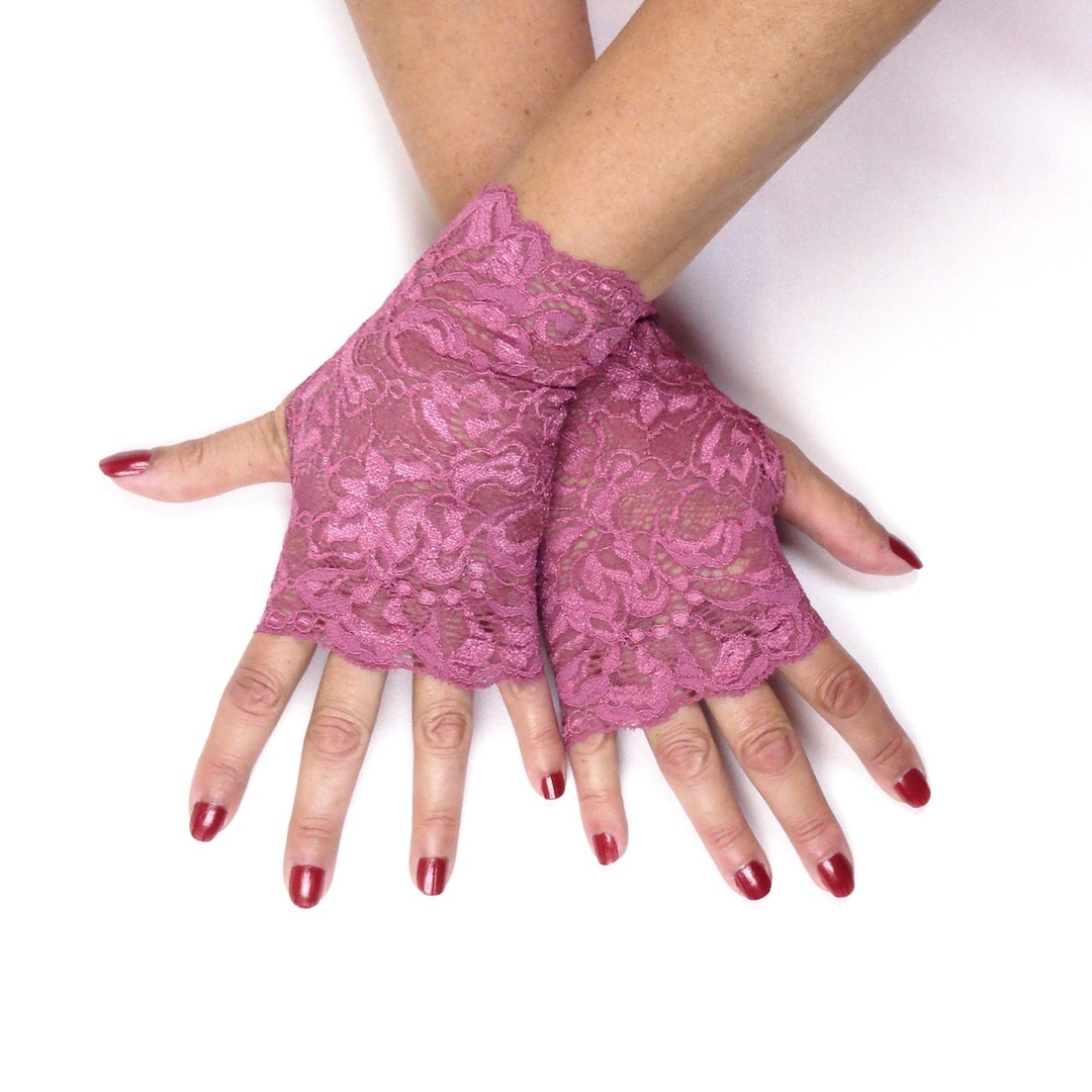 Mauve, Pink Lace Gloves, Fingerless Gloves Womens, Lace Gauntlets - Etsy