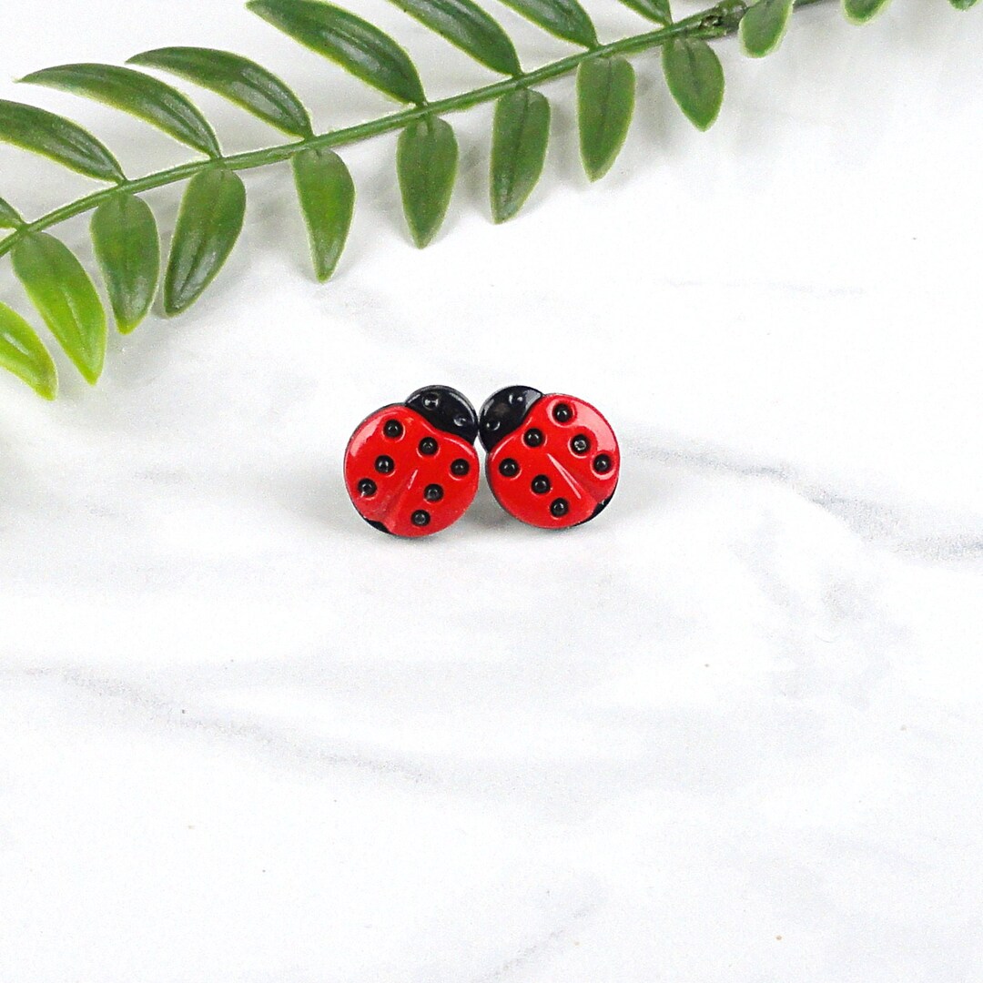 Ladybug Earrings, Ladybug Jewelry, Red Earrings, Gift for Gardener - Etsy