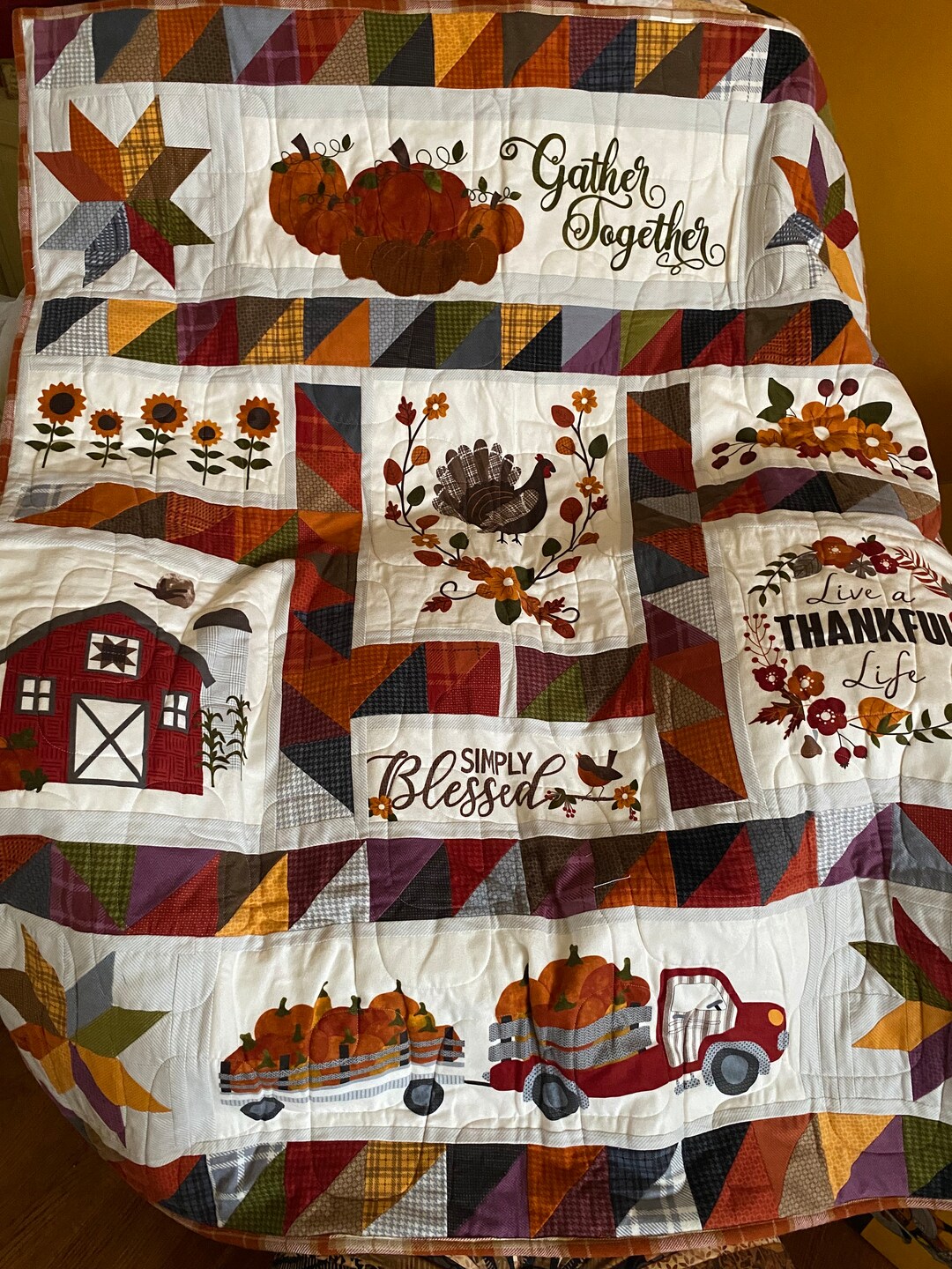 Be Thankful , Handmade Quilt, Quilt for Sale, Quilted Throw, Gift Quilt ...