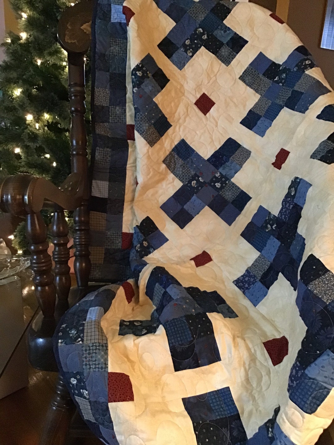 Traffic Jam Quilt, Quilt for Sale, Blue Quilt, Handmade Quilt, Gift ...