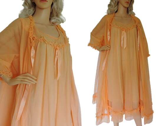 Ensemble Peignoir années 60 Nylon Frilly Vintage Plus Size - Etsy France