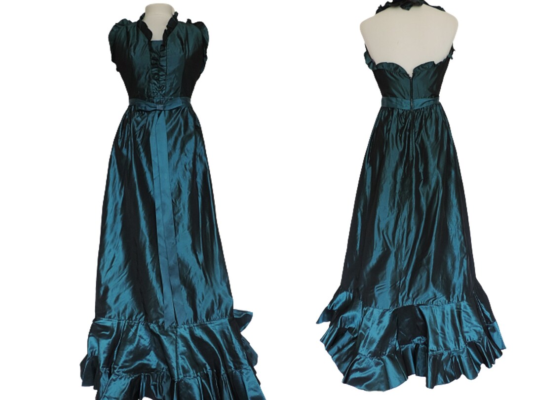 60s Jean Allen Evening Dress Halter Neck Long Party Gown in - Etsy