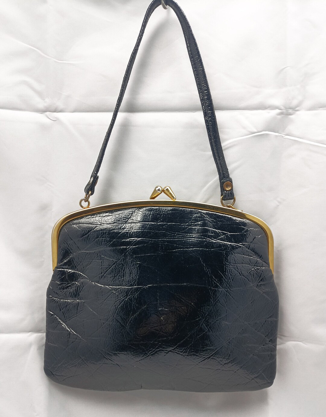 2000s Black Faux Leather Retro Style Bag - Etsy