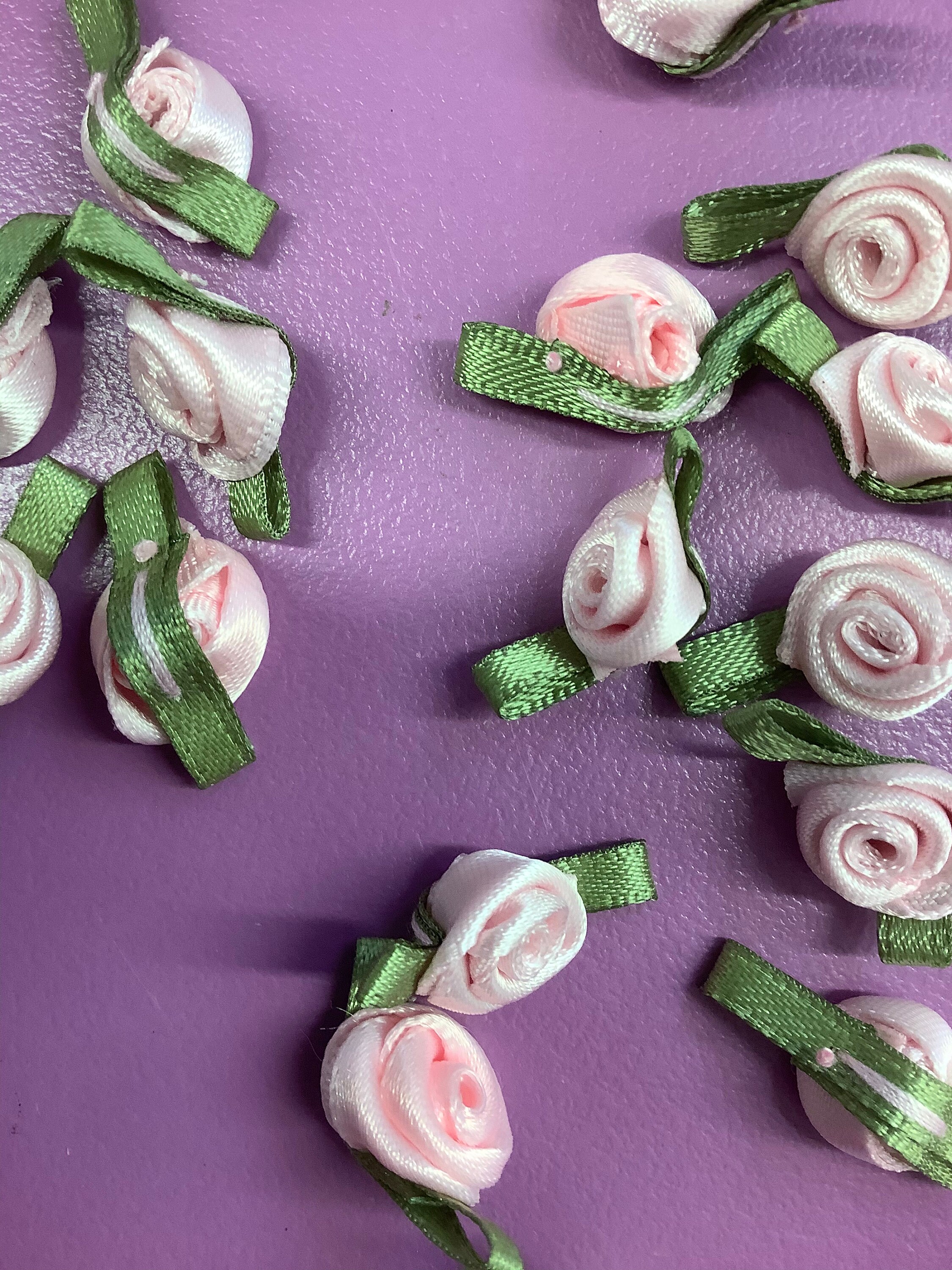 20 Pieces of Pink Small Ribbon Roses Card Making Sewing | Etsy UK