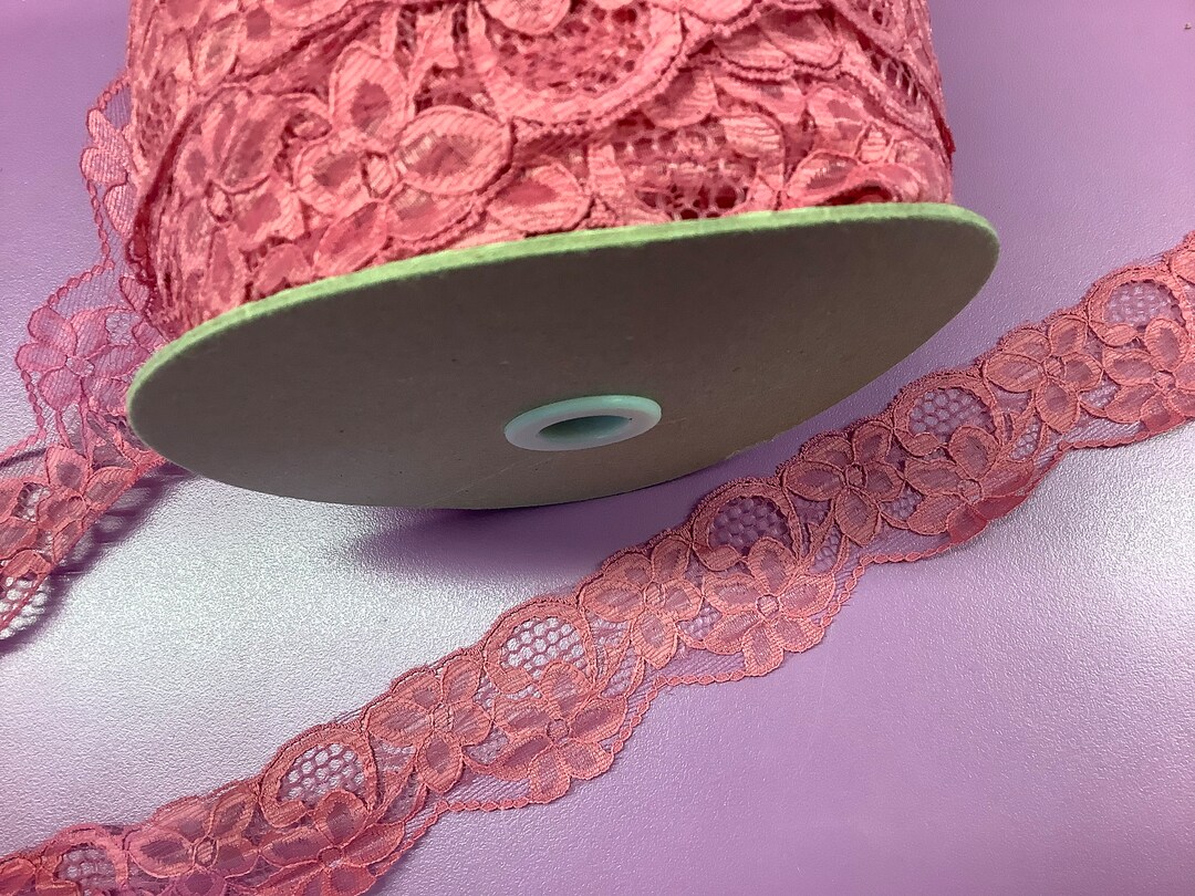 Salmon Pink Scallop Lace 40mm Wide Sold by the Metre - Etsy UK