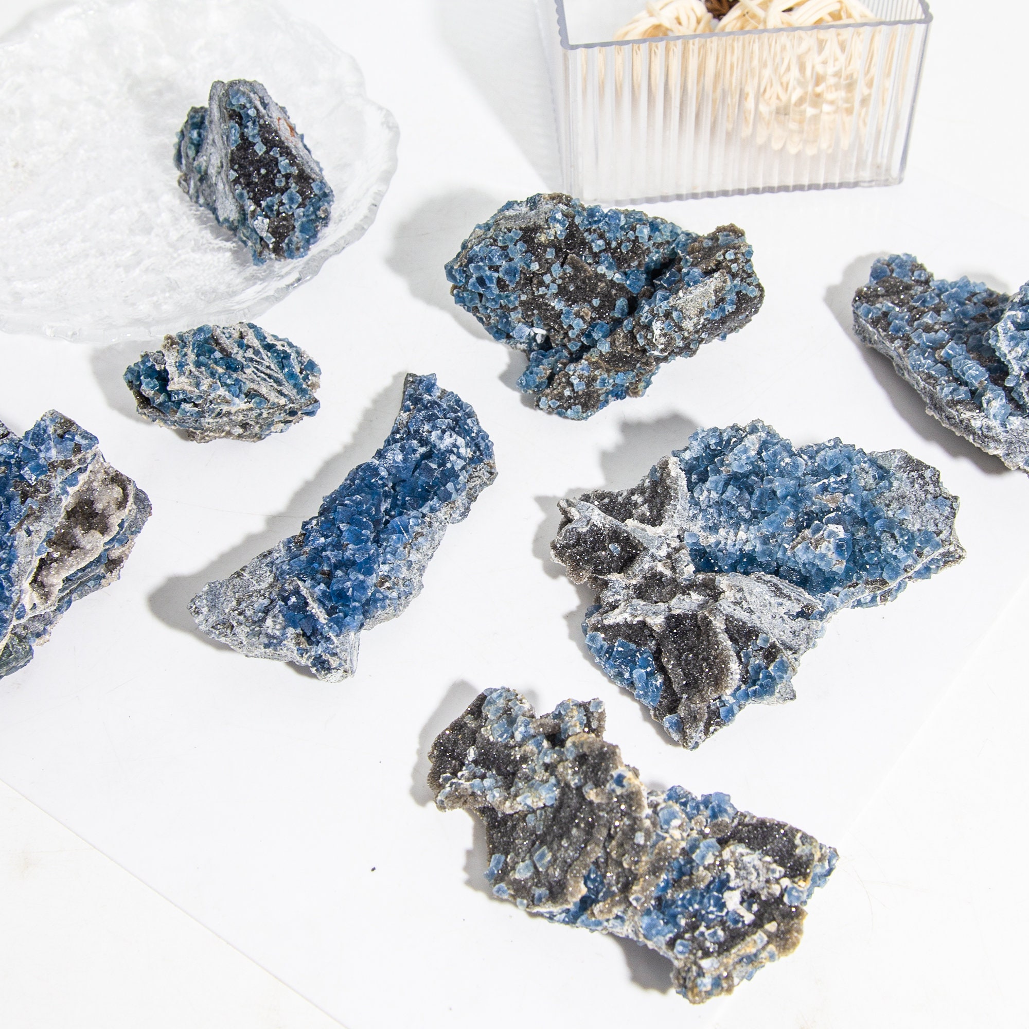 Wholesale 1 Lbs Natural Blue Fluorite&sphalerite Crystal Raws Stones ...