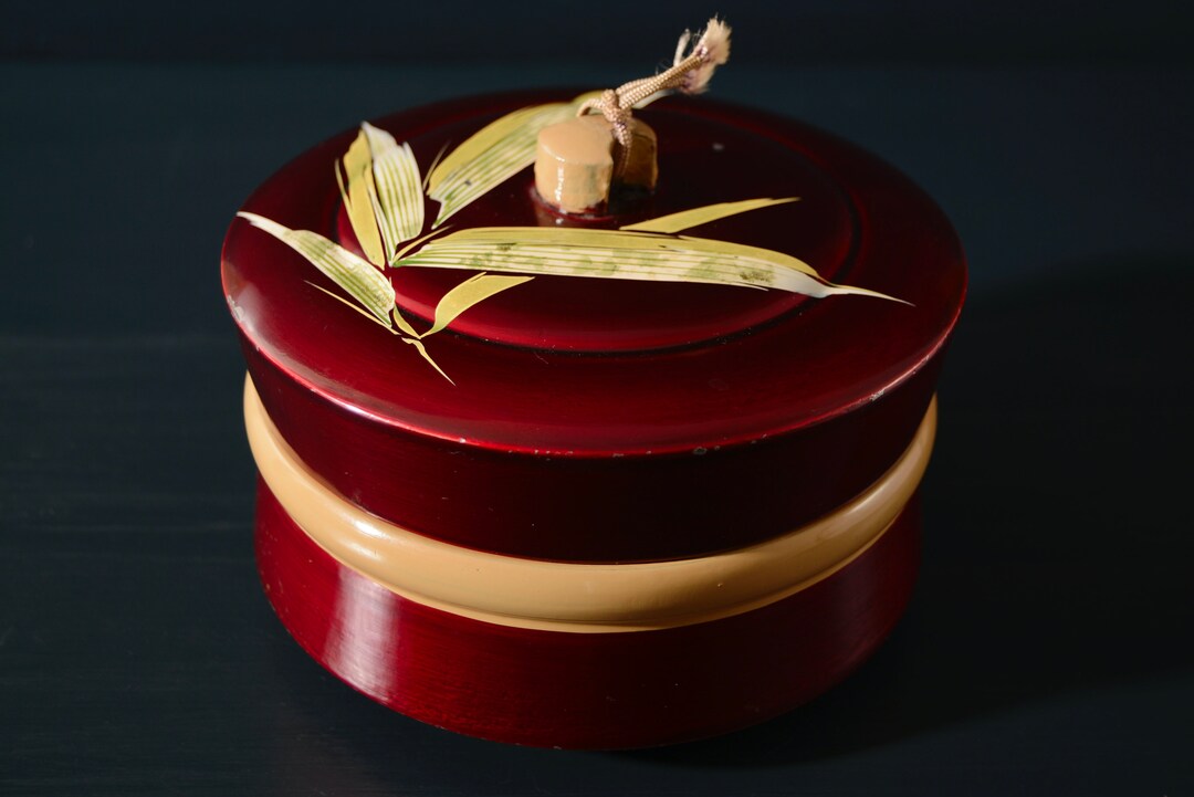 Metallic Red Japanese Lacquer Box With Bamboo Design - Etsy