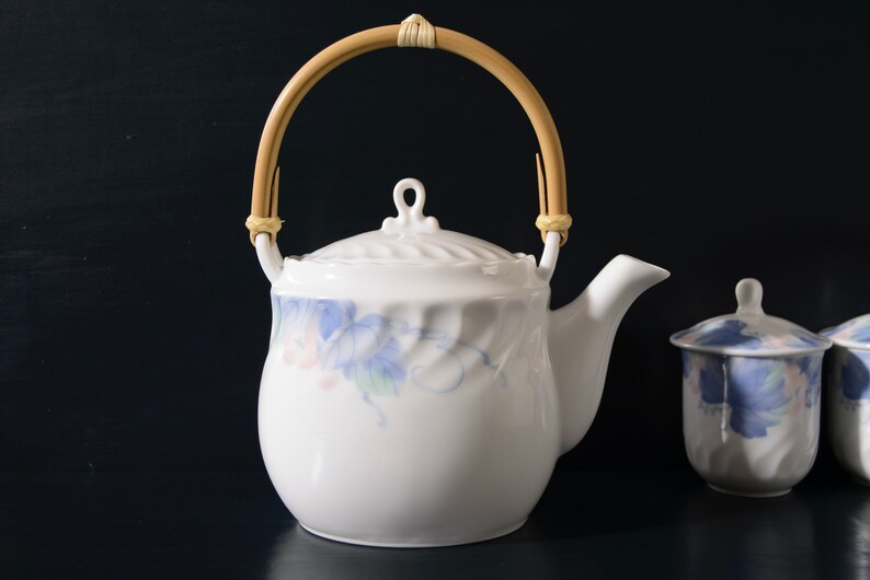 Pastel Grape Tea Set Teapot & Two Cups - Etsy