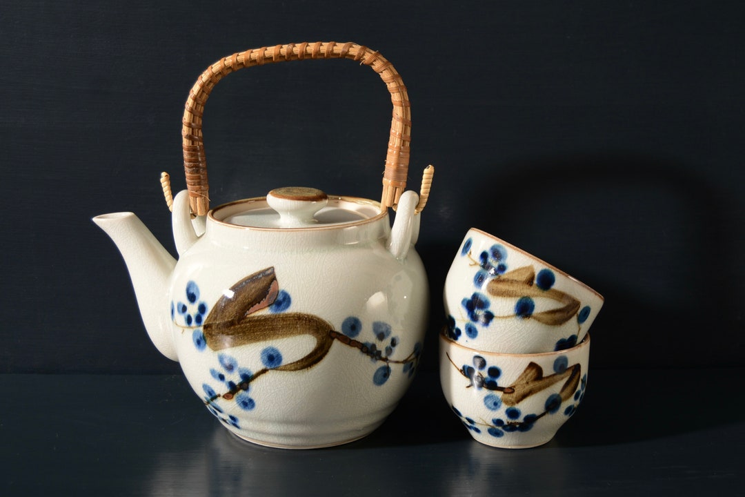 Vintage Cherry Blossom Tea Set, Teapot and Two Cups - Etsy
