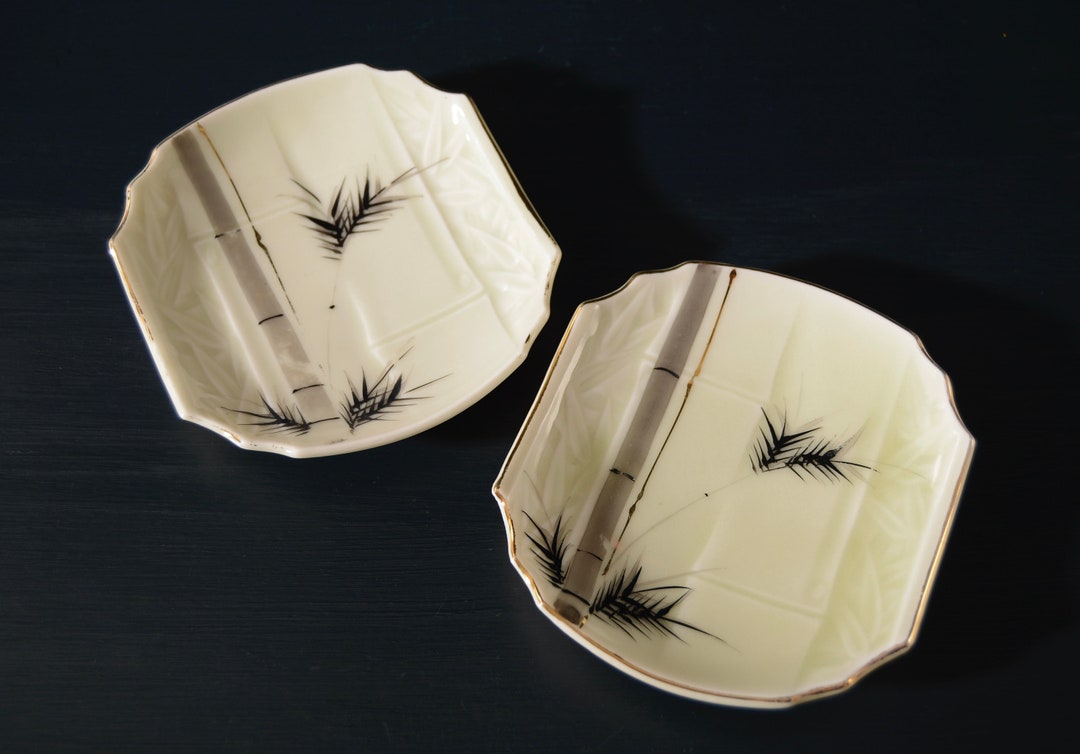 Small Square Plates With Bamboo Design, Bamboo Ko Zara, Set of 2 - Etsy