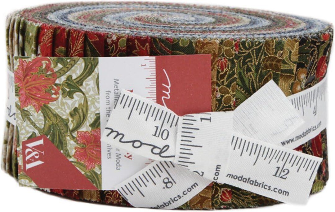 Moda Morris Holiday W/gold Metallic From V&A Archives 2.5" WOF Strips ...