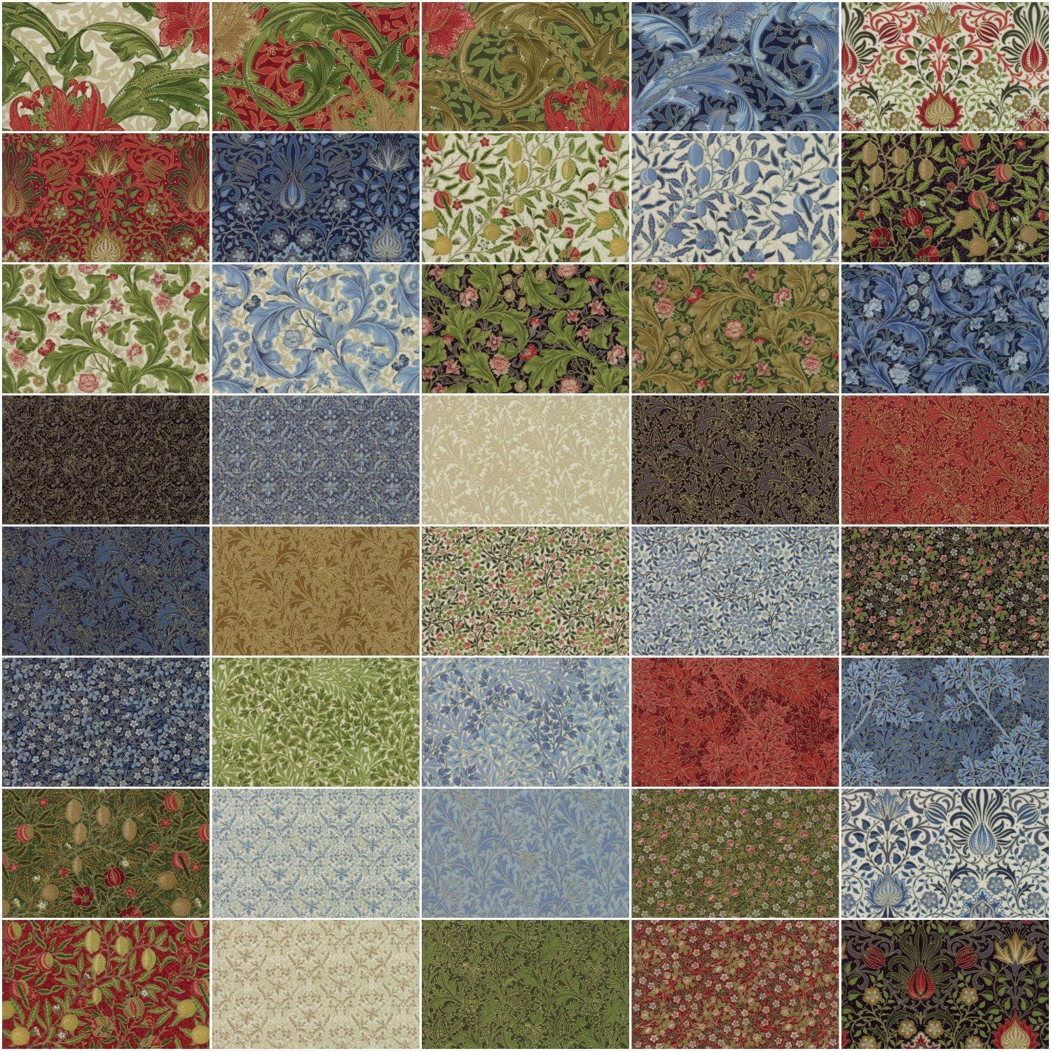 Moda Morris Holiday W/gold Metallic From V&A Archives 2.5" WOF Strips ...