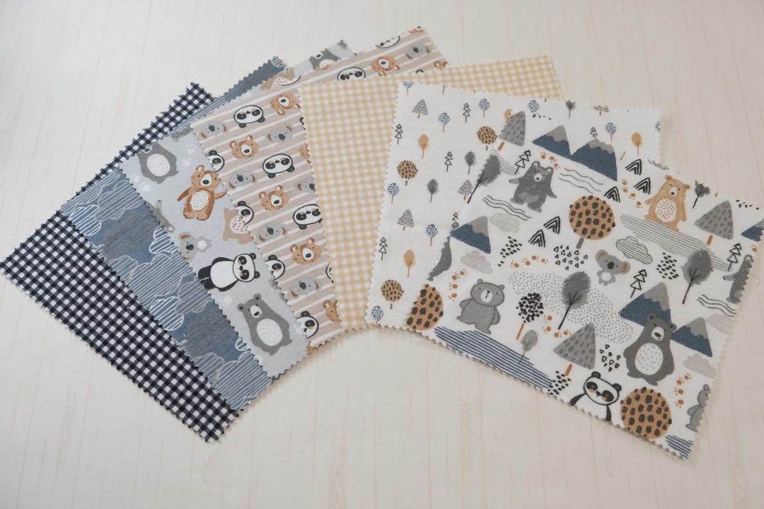 Cuddle Cubs Flannel Curated Collection Precuts Rag Quilt 6.5in Squares ...
