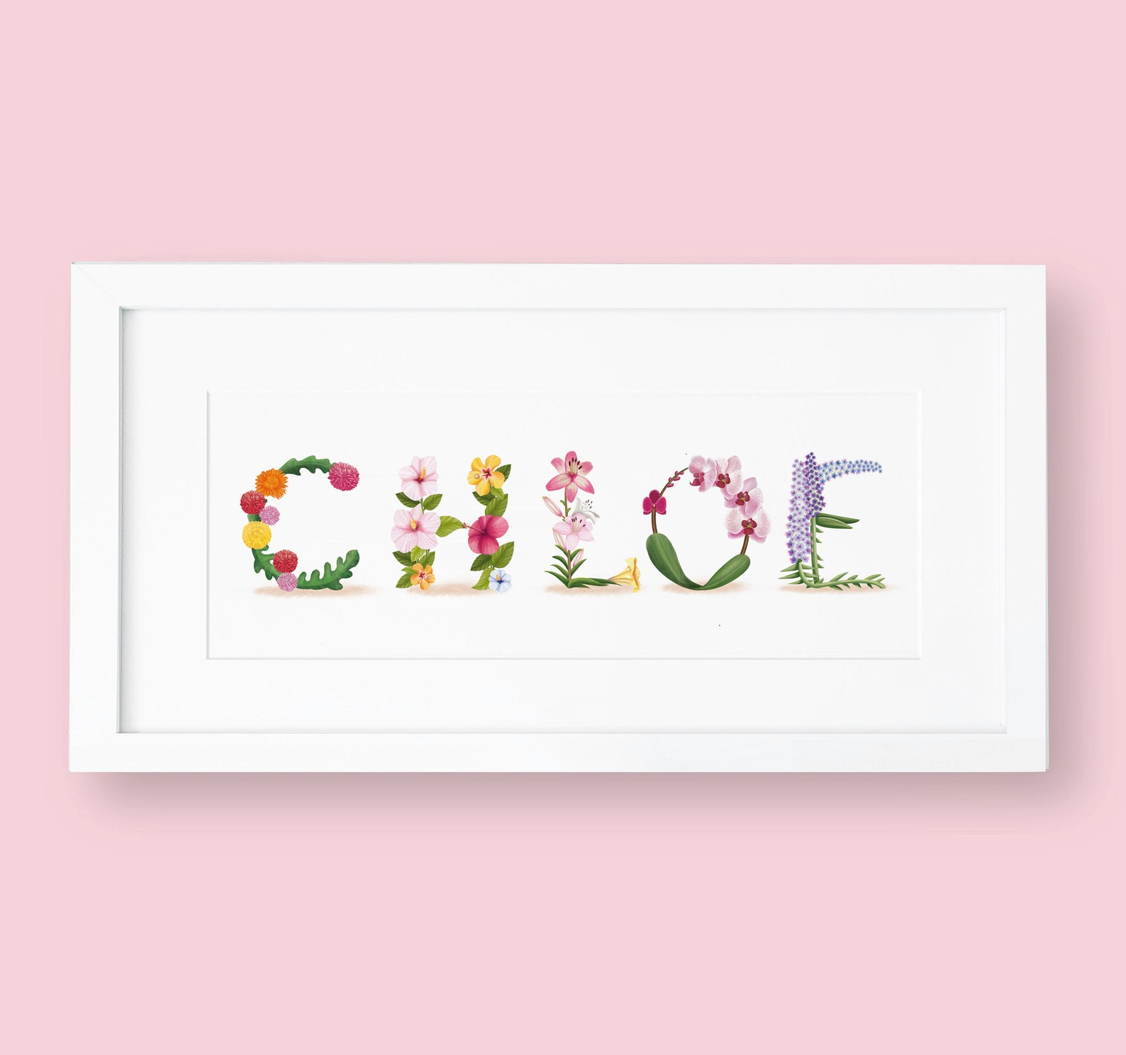 Personalised Name Print Flower Name print Frame | Etsy