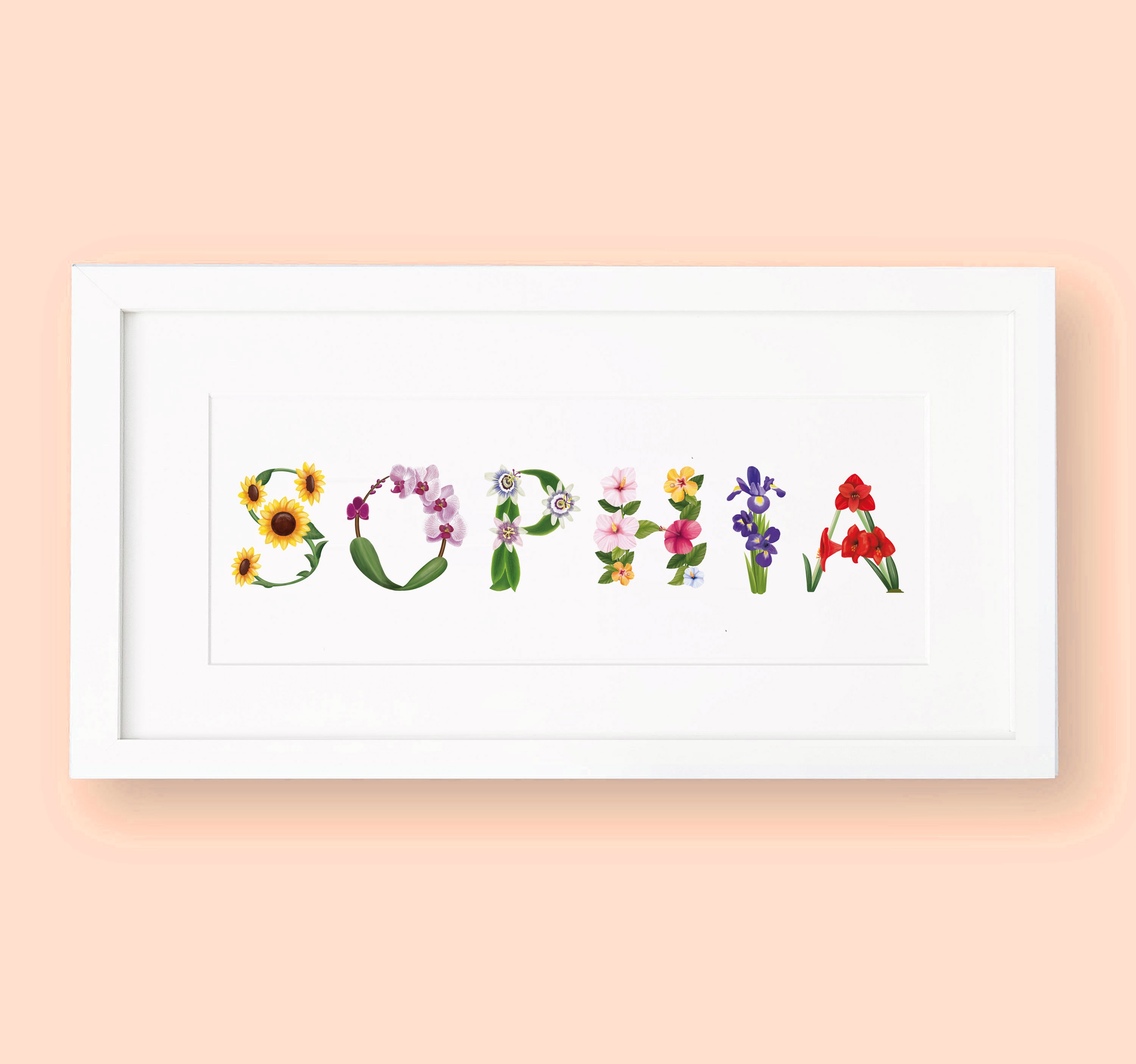 Personalised Name Print Flower Name print Frame | Etsy
