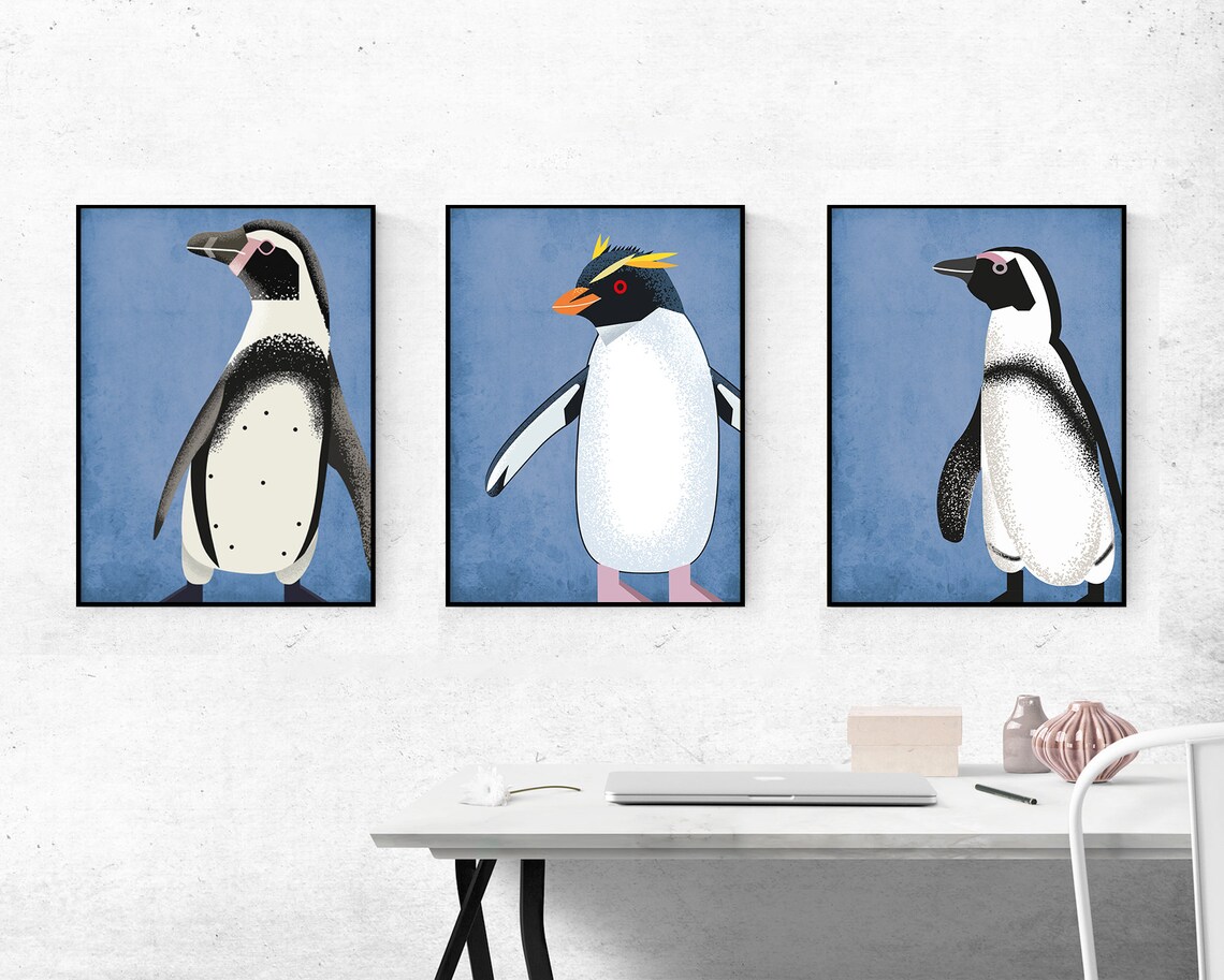 Penguin Prints Illustrated Penguins Individual Prints - Etsy
