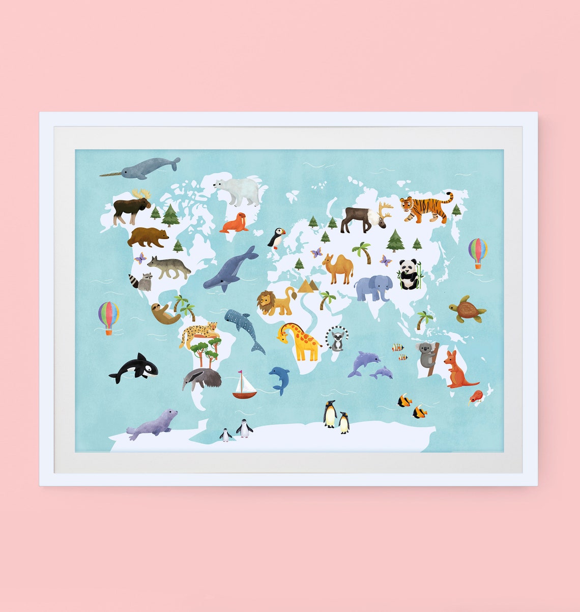 Animal World Map Animal Atlas Personalised Map - Etsy