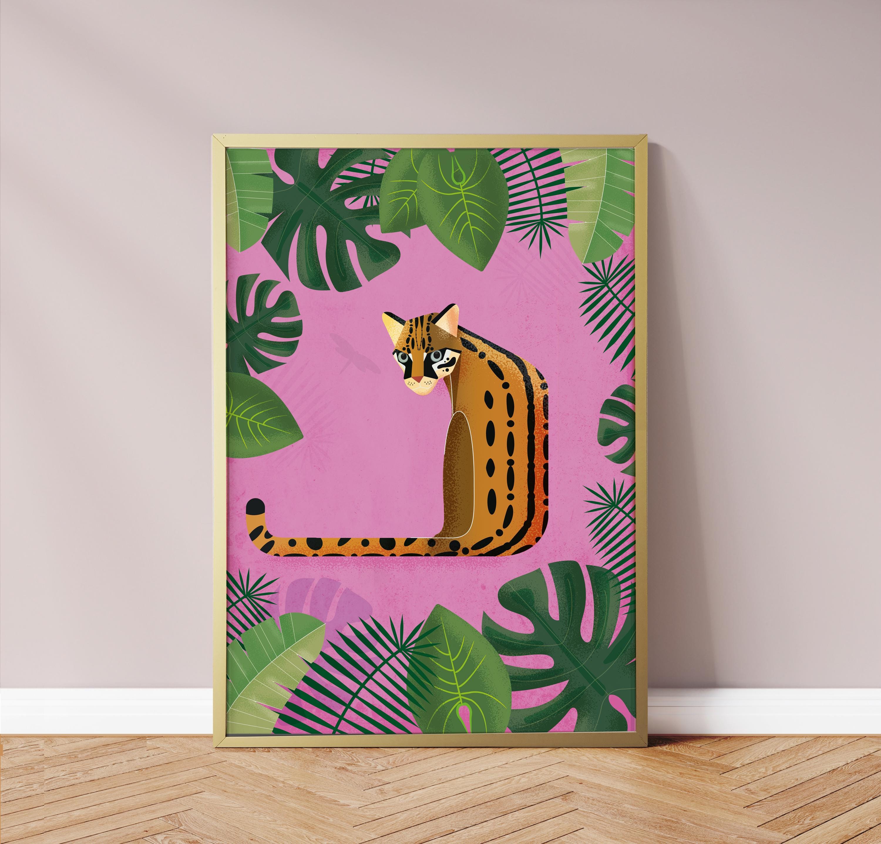 Botanical Ocelot Print | Tropical Art | Jungle Animal Print | Botanical ...