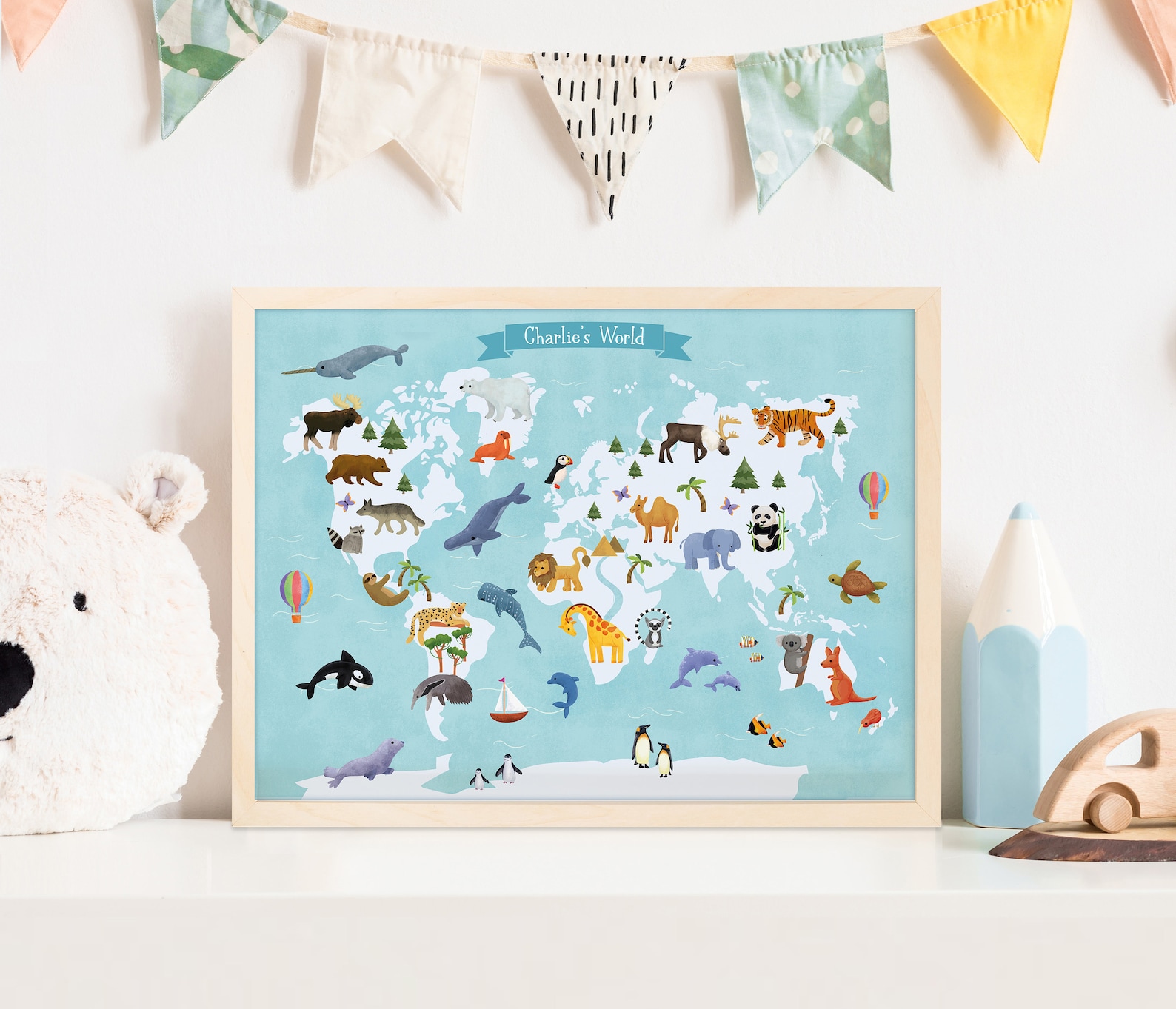 Animal World Map Animal Atlas Personalised Map - Etsy